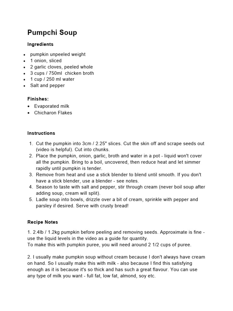 Pumpchi Soup | PDF | Soup | Cuisine