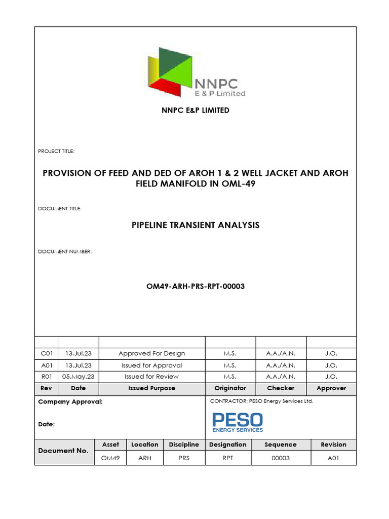 OM49 ARH PRS RPT 00003 C01 Pipeline Transient Analysis | PDF ...