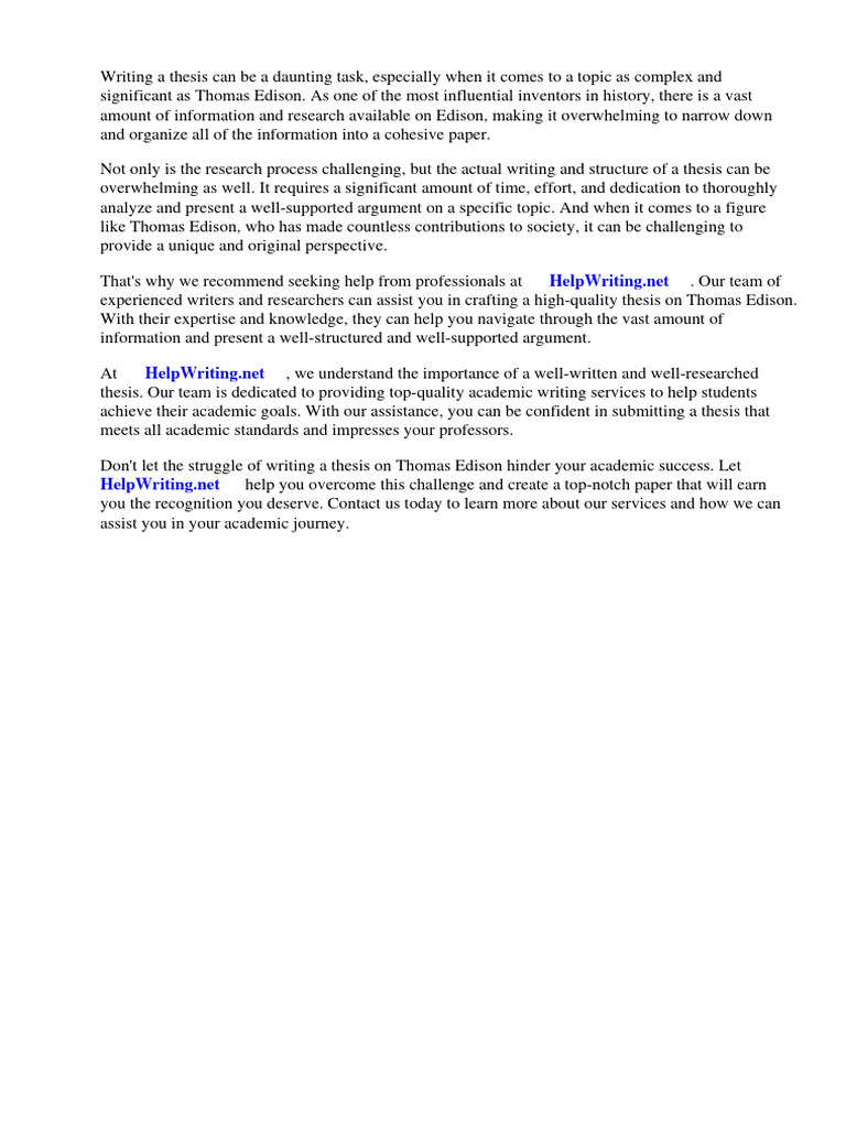 Thomas Edison Term Paper | PDF | Thomas Edison | Incandescent Light Bulb