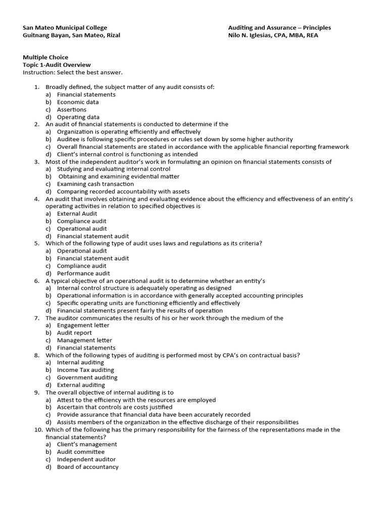 Activity 1 Week 1 Audit Theory | PDF | Audit | Financial Audit