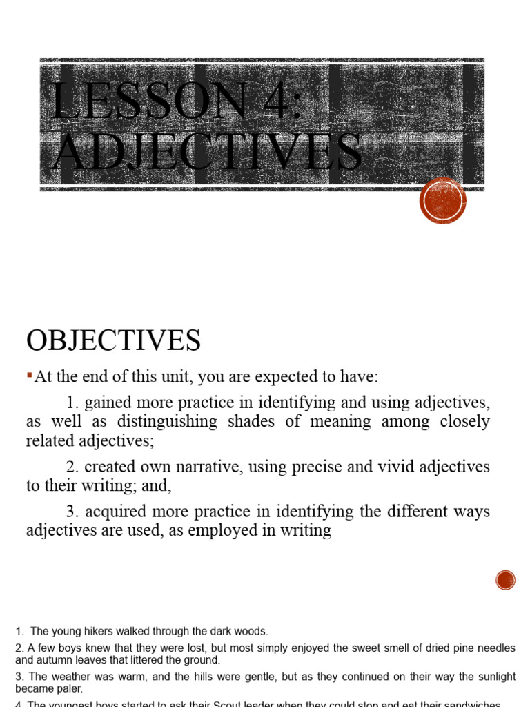 Lesson 4 - Adjectives | PDF | Adjective | Pronoun