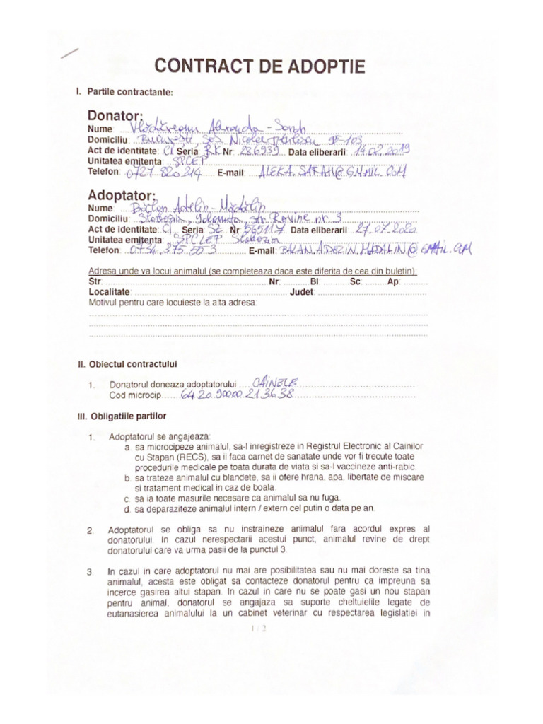 Contract de Adoptie | PDF