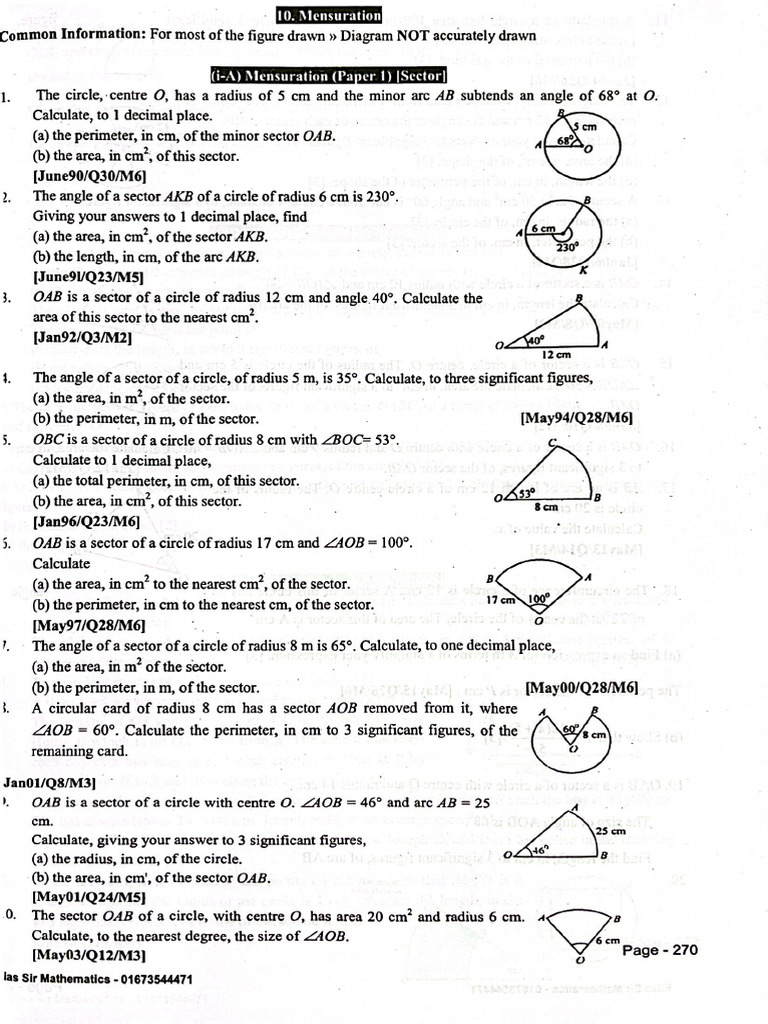 MB (Mensuration) MQ Sir Practice Papers For IGCSE | PDF