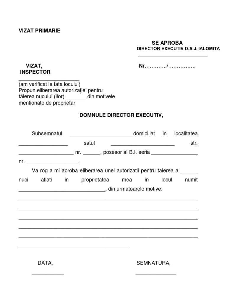 Model Cerere Taiere Nuc | PDF