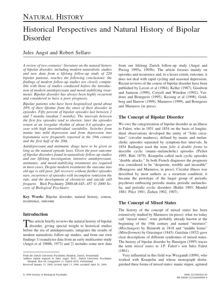 History Bpad | PDF | Bipolar Disorder | Mania