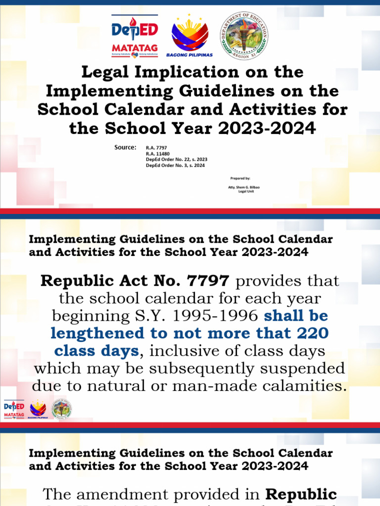 MATATAG Implementing Guidelines On The School Calendar and Activities ...