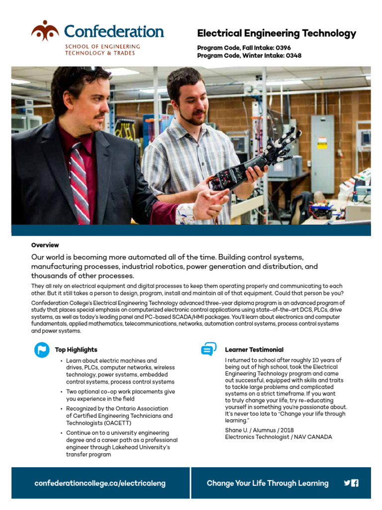 Confederation College Electrical Engineering Tech 2021 22 Web | PDF ...