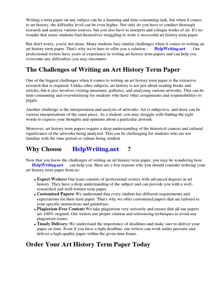 How To Write An Art History Term Paper | PDF | Essays | Paintings