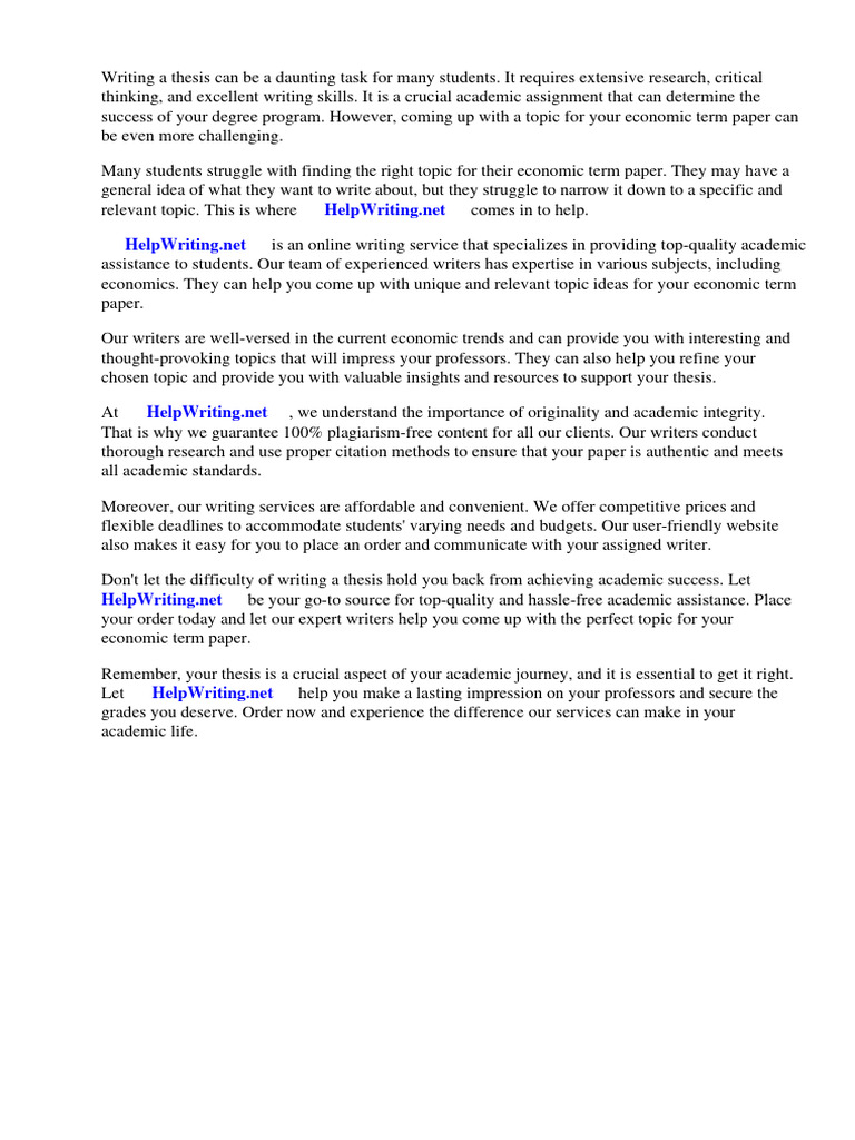 Economic Term Paper Topic Ideas | PDF | Cost Of Living | Economics