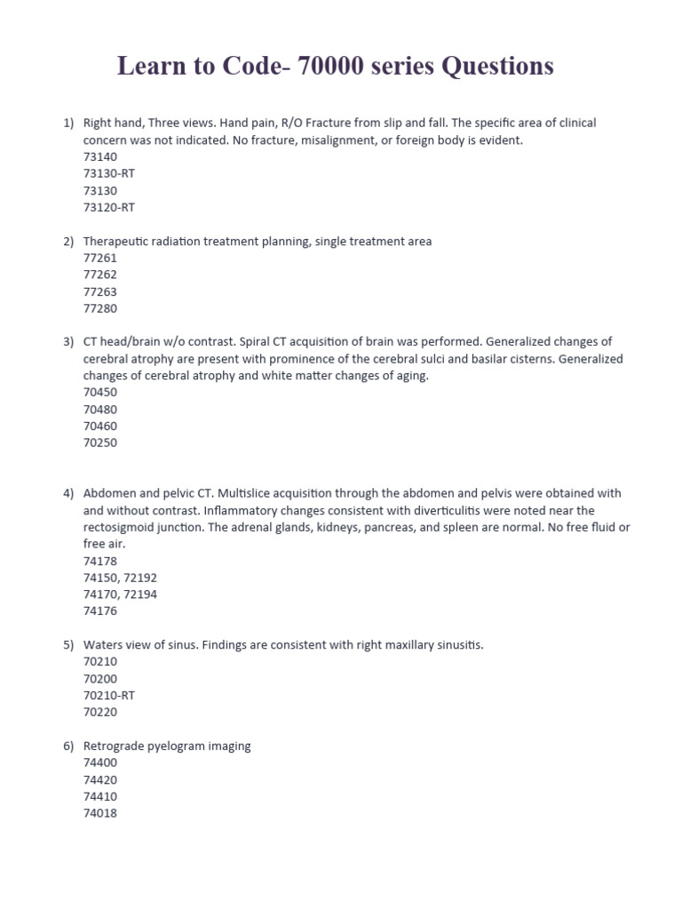 Learn To Code 70000 Sires Questions . | PDF | Ct Scan | Abdomen
