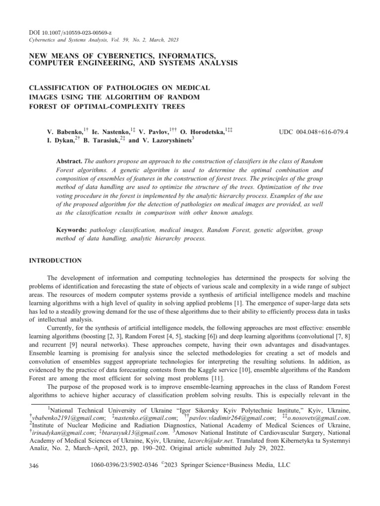 Optimizing Random Forest for Medical Imaging | PDF | Bootstrapping ...