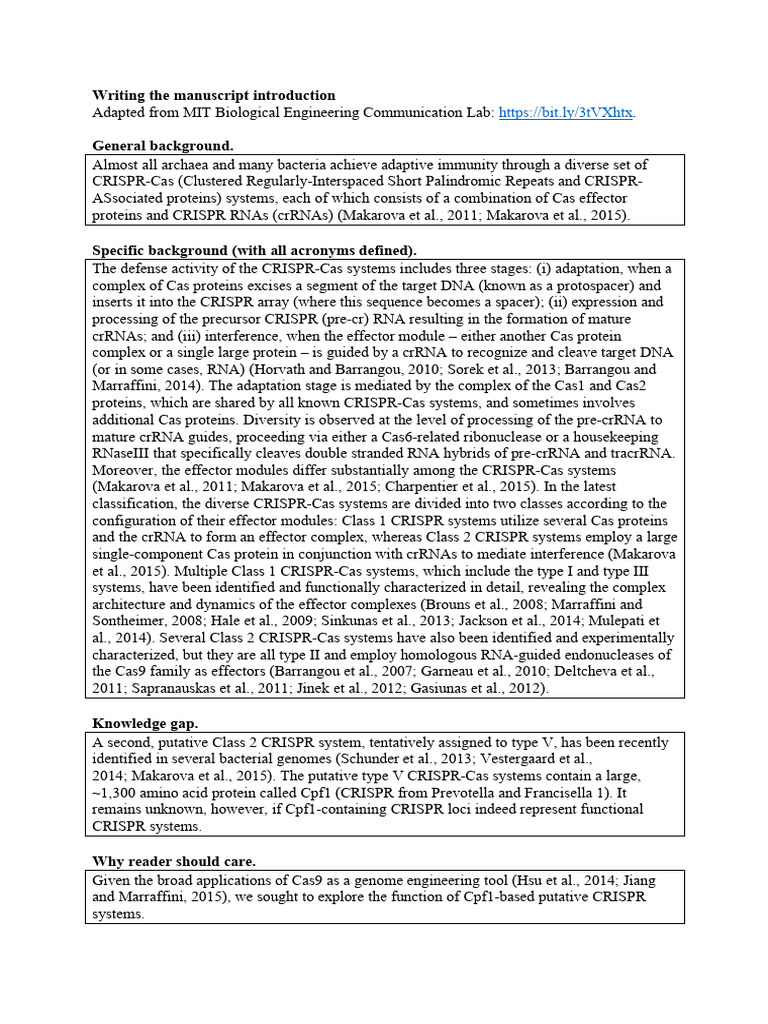 Manuscript Introduction - Plain Text | PDF | Crispr | Nucleic Acids