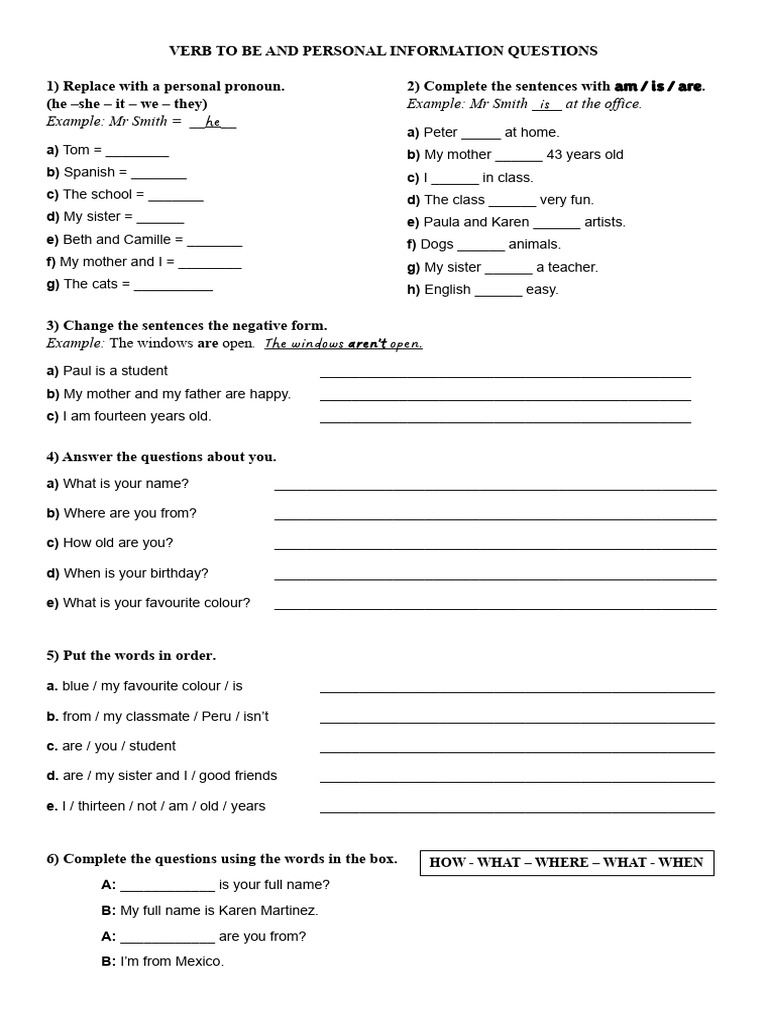 Verb To Be - Personal Information | PDF | Language Mechanics | Language ...