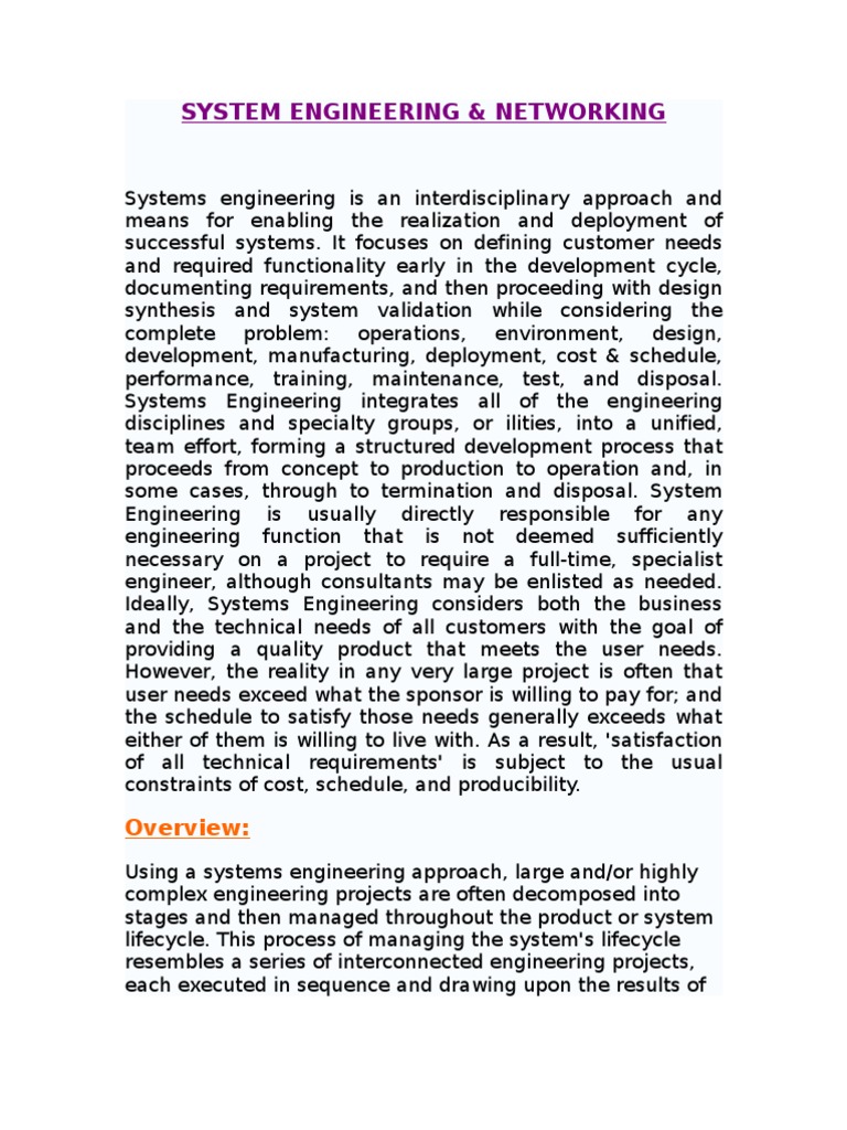 System Engineering | PDF | Systems Engineering | Reliability Engineering