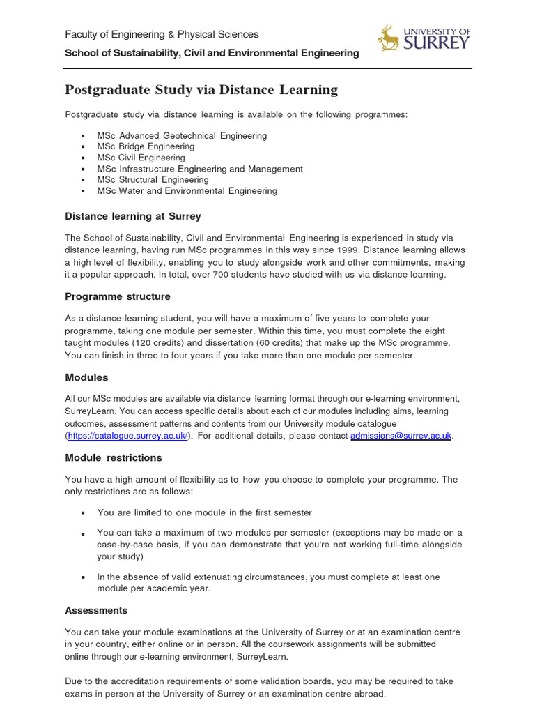 Distance Learning Civil Engineering Programmes 2023 | PDF | Distance ...