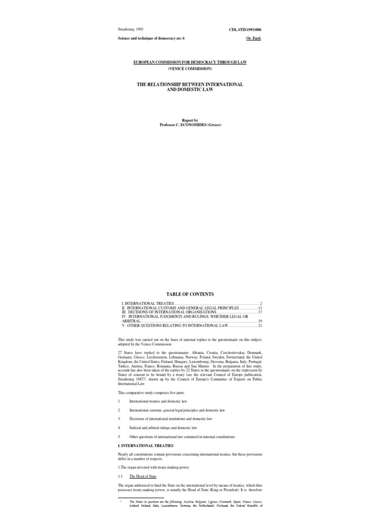 Relationship Between International Law Domestic Law Pdf Treaty