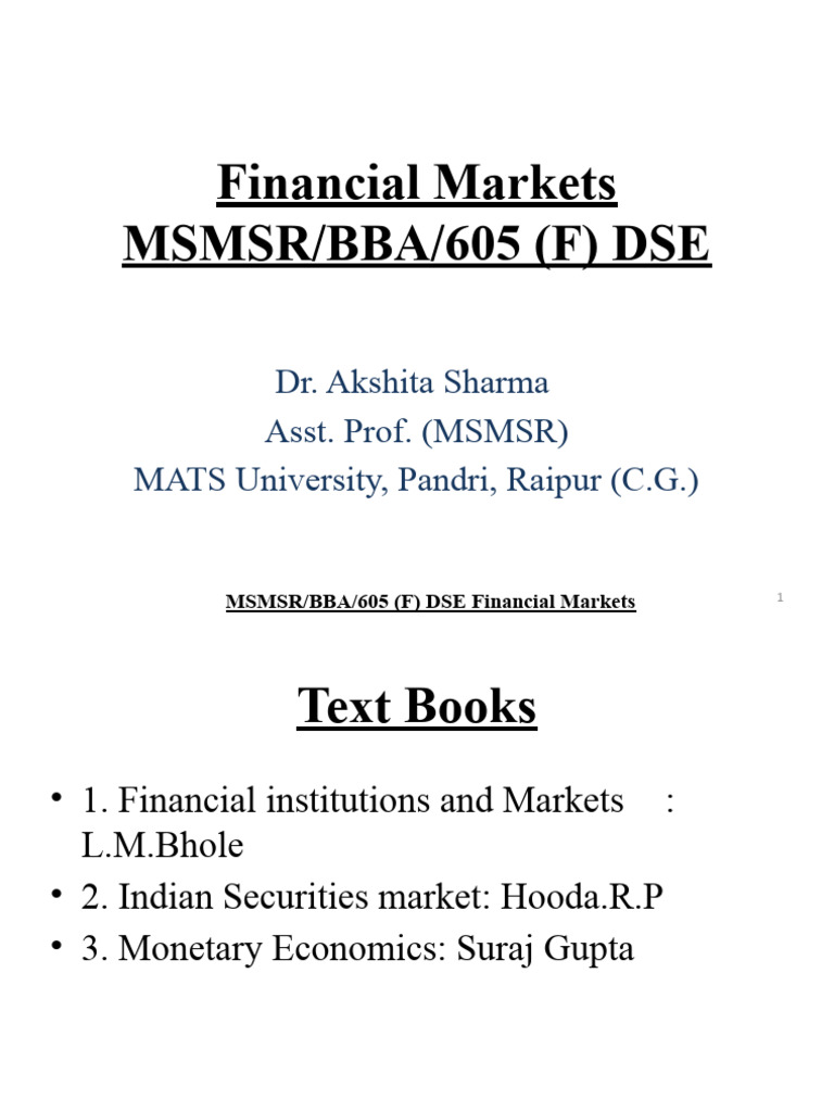 Financial Markets | PDF | Financial Markets | Money Market
