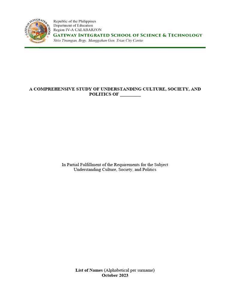 UCSP Comprehensive Study Template | PDF