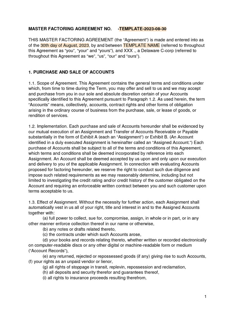 Факторинг пример | PDF | Assignment (Law) | Bankruptcy