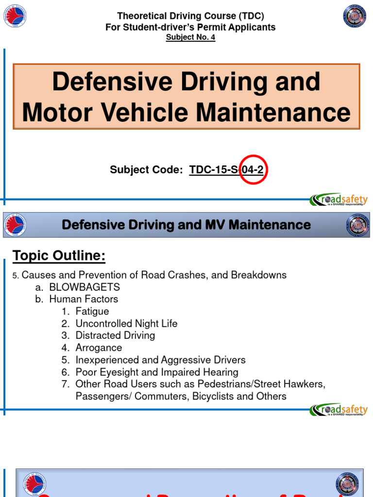Defensive Driving and Maintenance Guide | PDF | Brake | Engines