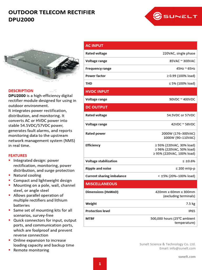 Sunelt Dpu2000 en | PDF | Rectifier | Manufactured Goods