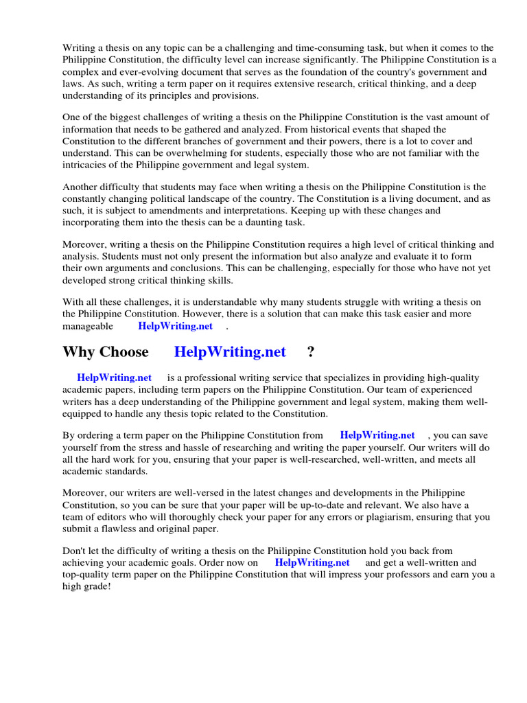 Term Paper Philippine Constitution | PDF | Article One Of The United ...
