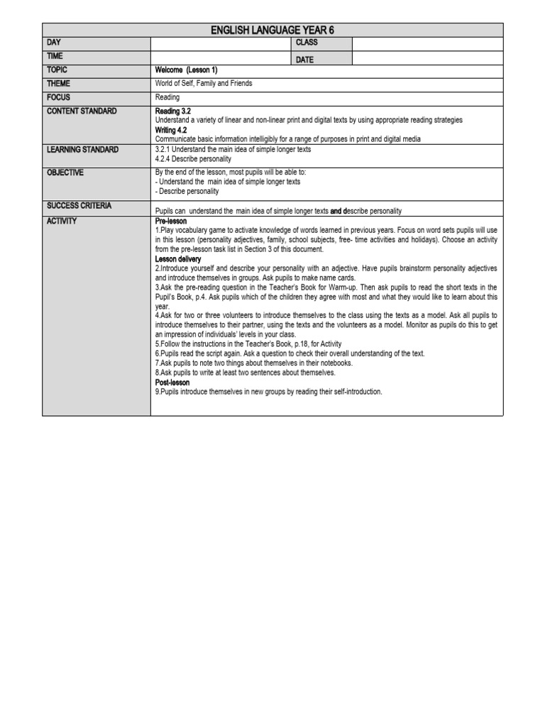 WELCOME UNIT - WELCOME | PDF | Teachers | Word