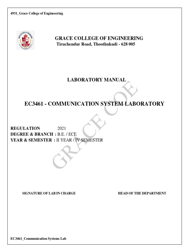 VI ECE EC3461 CS Lab Manual (Viva) | PDF | Modulation | Detector (Radio)