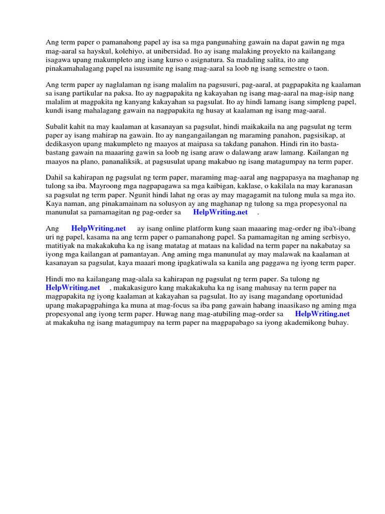 Ano Ang Term Paper o Pamanahong Papel | PDF