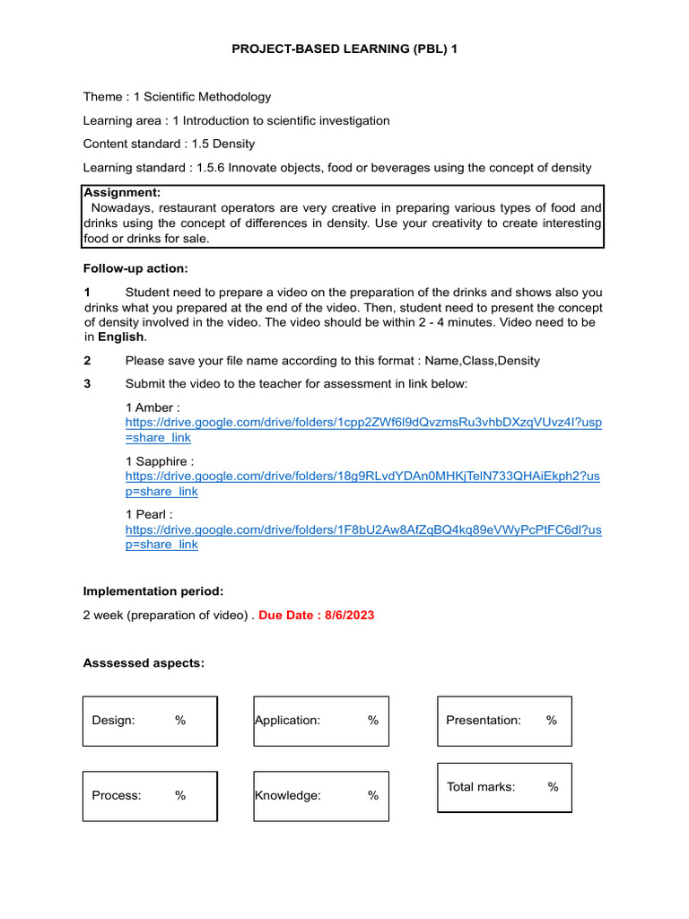 Pbl 1 Science Form 1 (1) | PDF