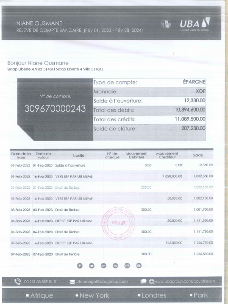 Relevé Bancaire | PDF