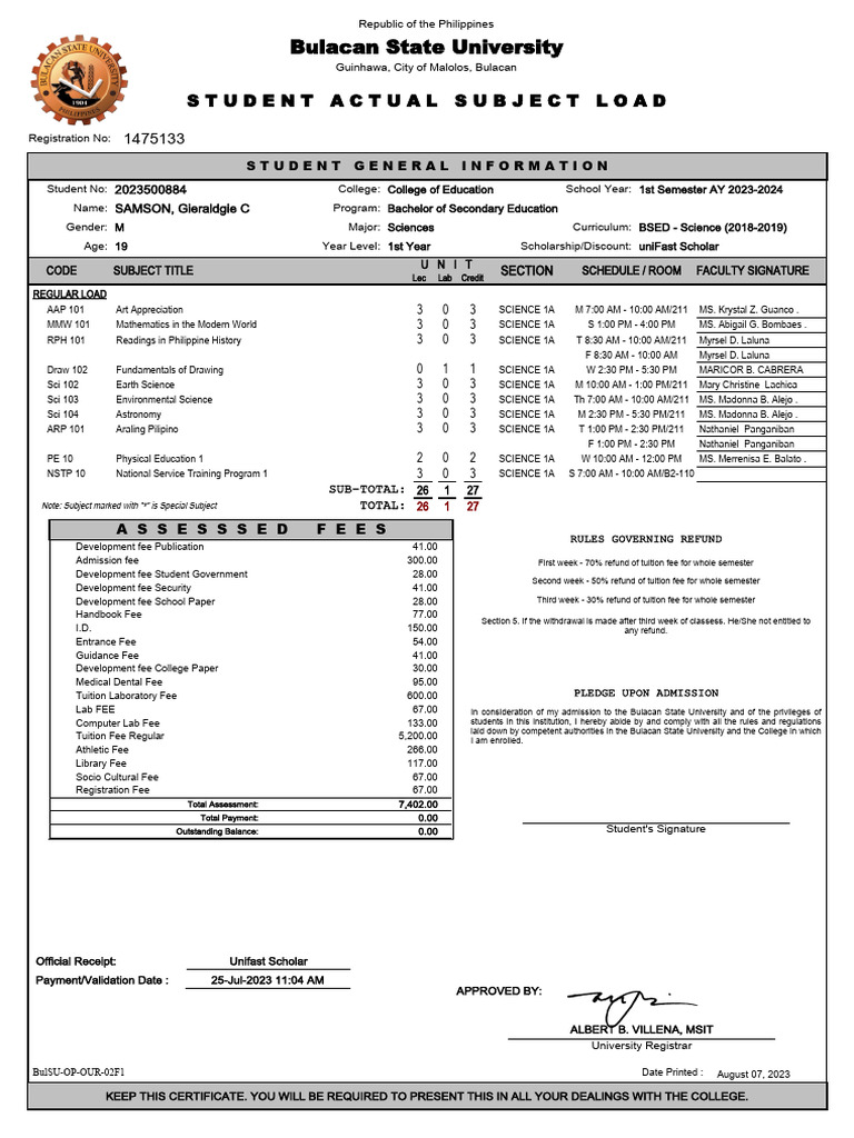 Bulacan State University Student Load | PDF
