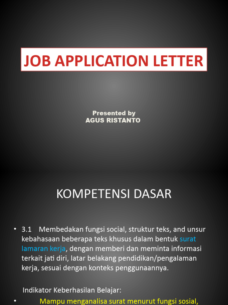 Job Application Letter (PPT For Modul) | PDF