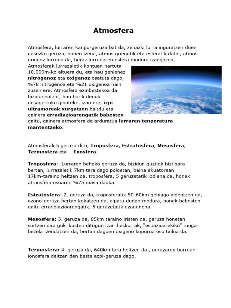 Ingurumen Esferak Atmosfera | PDF