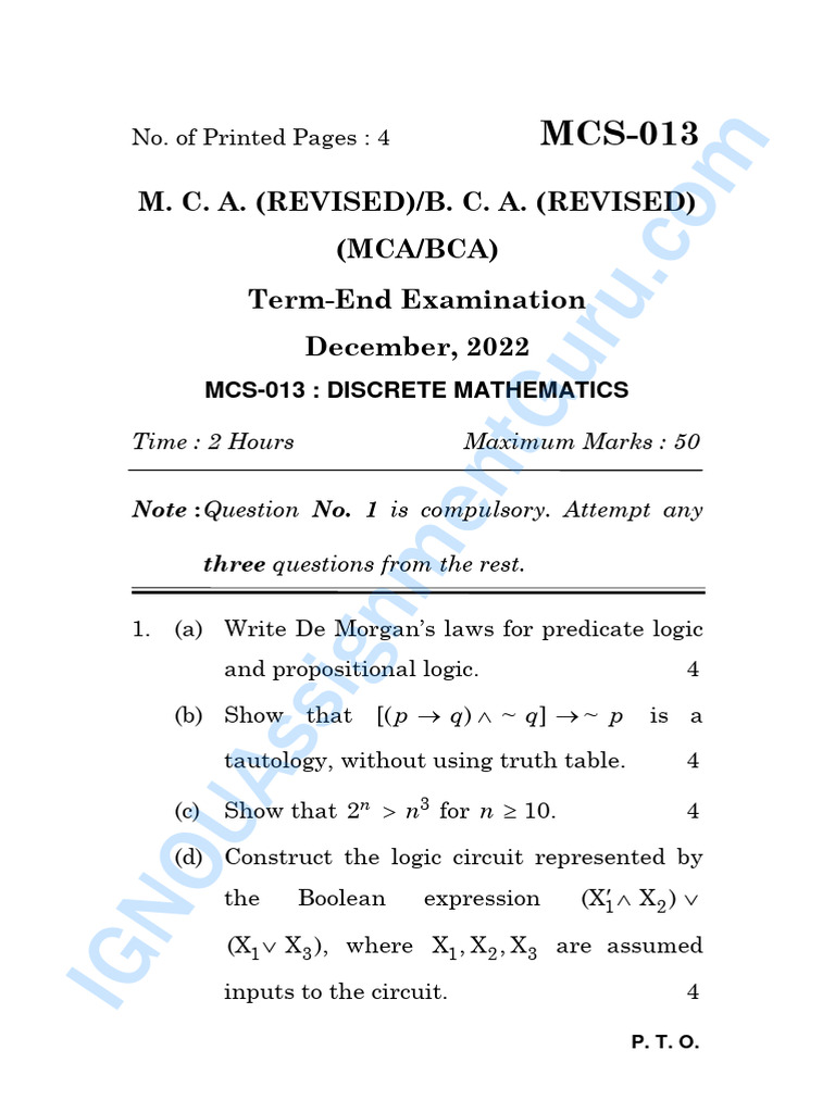 Dec - 2022 MCS-013 | PDF | Logic | Mathematical Logic