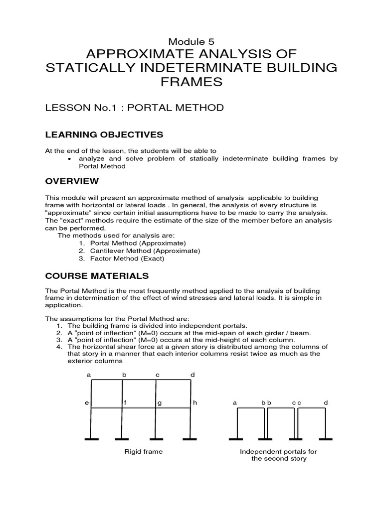 Module 5 - Analysis Building Frame Due To Lateral Forces (Portal Method ...