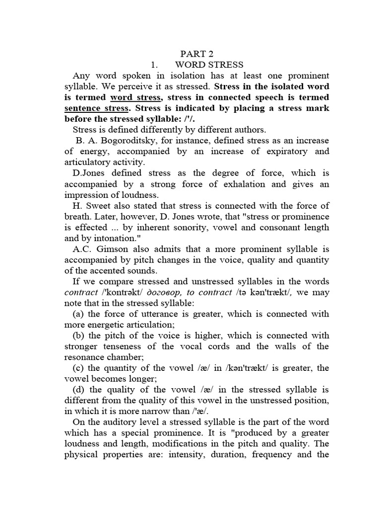 Phonetics - Book - PART 2 | PDF | Stress (Linguistics) | Syllable