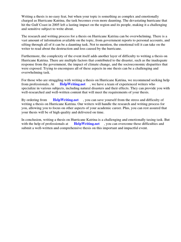 Hurricane Katrina Term Paper | PDF | Hurricane Katrina | Federal ...