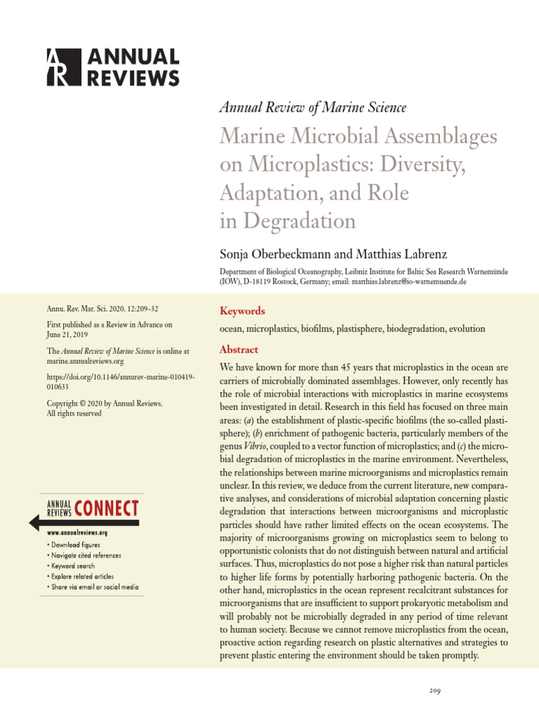 Marine Microbial Assemblages On Microplastics: Diversity, Adaptation ...