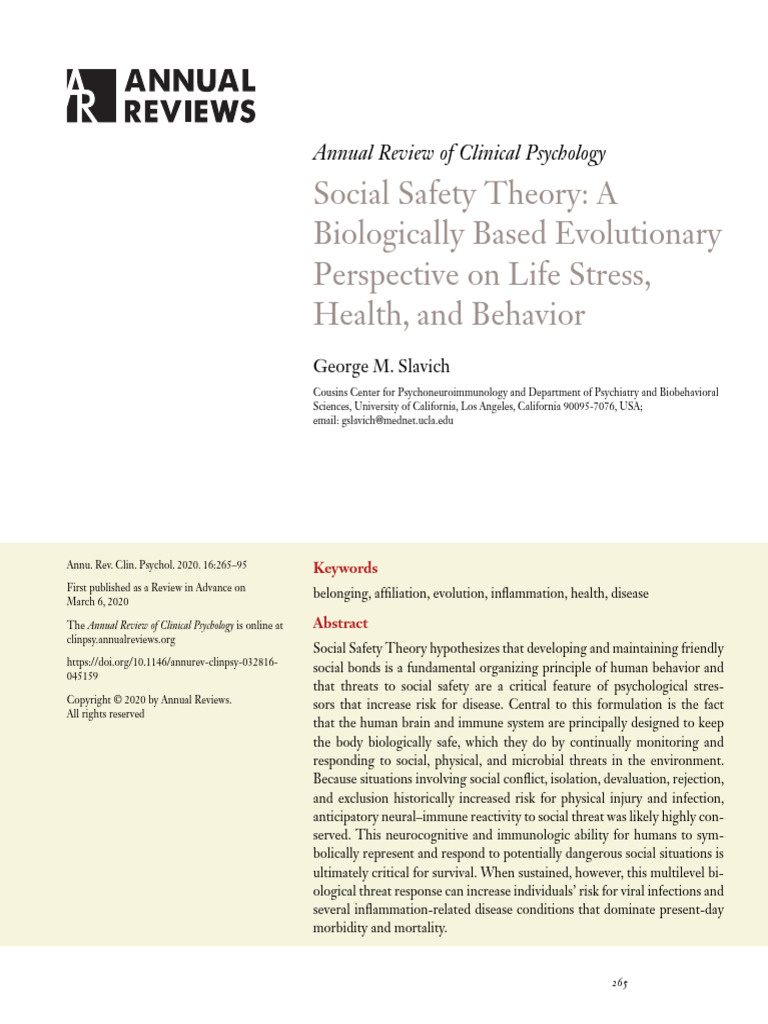 Social Safety Theory: A Biologically Based Evolutionary Perspective On ...