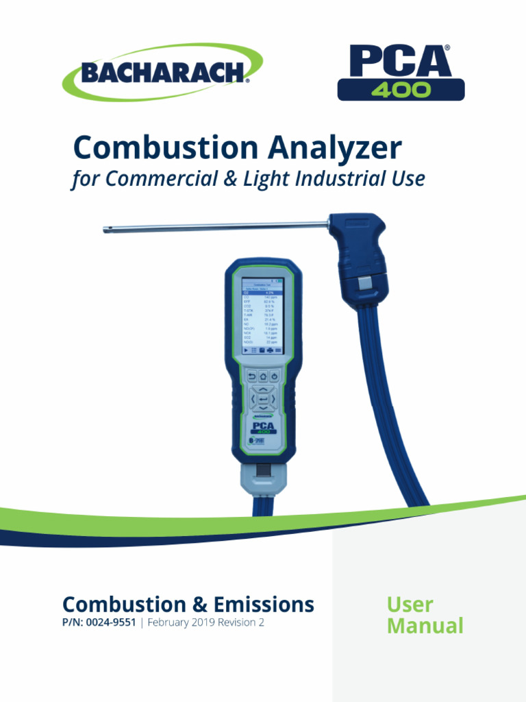 Bacharach PCA400 Combustion Analyzer | PDF