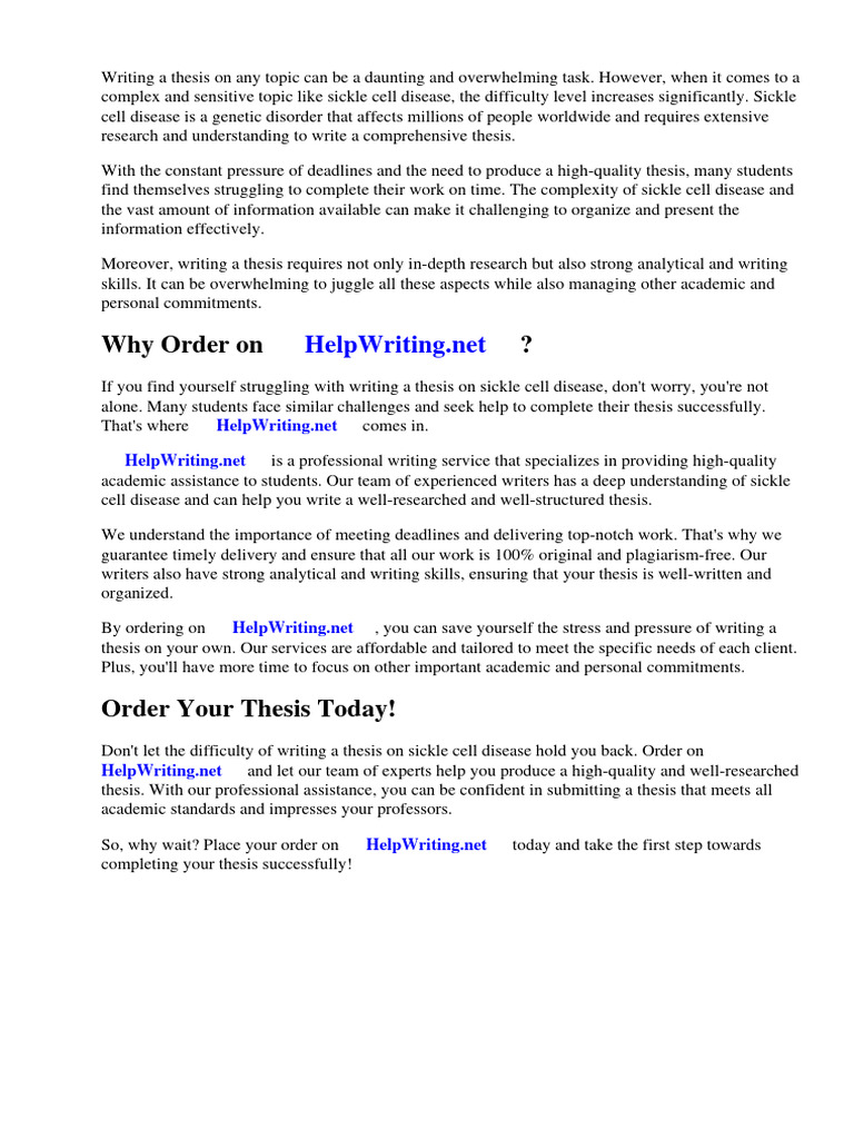 Term Paper Sickle Cell Disease | PDF | Anemia | Hemoglobin