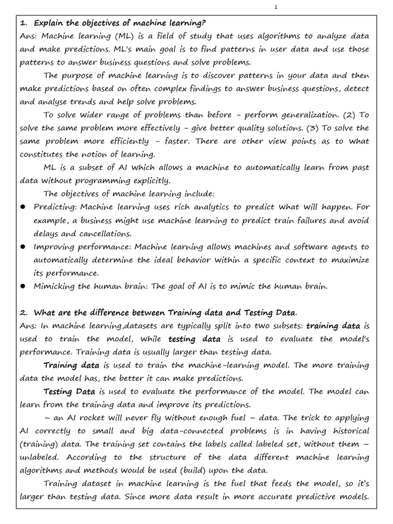 machine learning ans | PDF | Deep Learning | Linear Regression