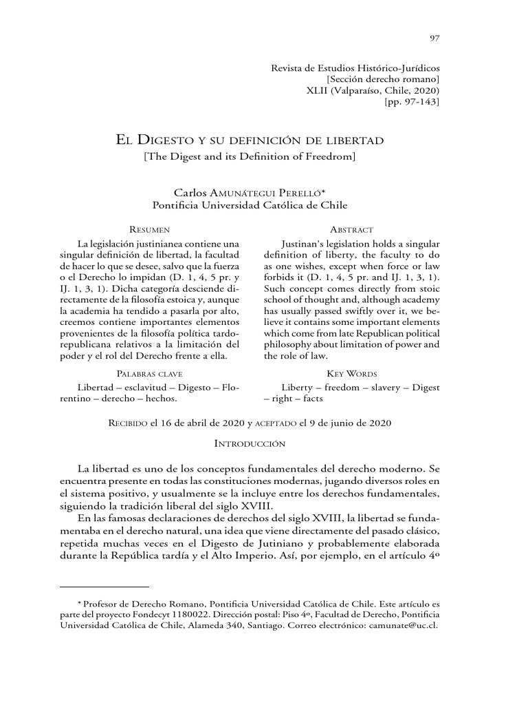 El Digesto y Su Definicion de Libertad | PDF | Libertad | Violencia