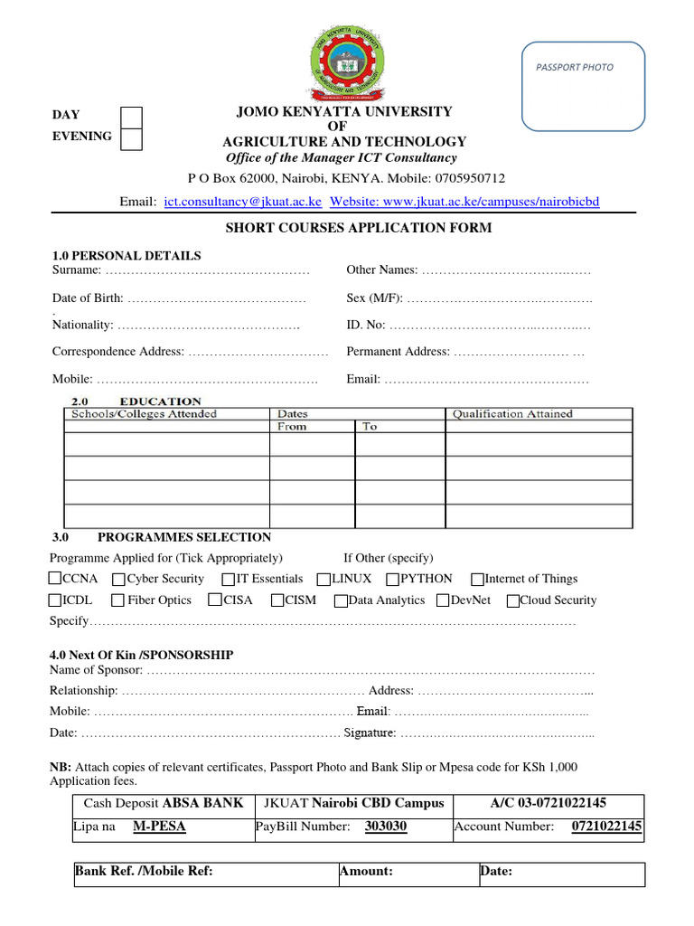 Application Form - Short Courses 2023-2024 | PDF | Computing ...