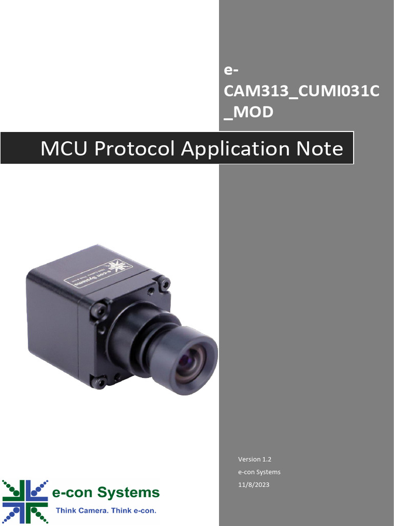 e-CAM313_CUMI031C_MOD_MCU_Protocol_App_Note_Rev_1_2 | PDF | Microcontroller | Frame Rate