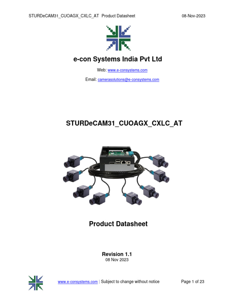 STURDeCAM31 CUOAGX CXLC AT Product Datasheet Rev 1 1 | PDF | Electronic Filter | Frame Rate