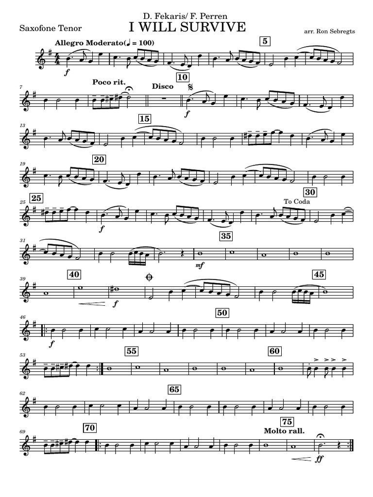 I WILL SURVIVE-Saxofone - Tenor | PDF