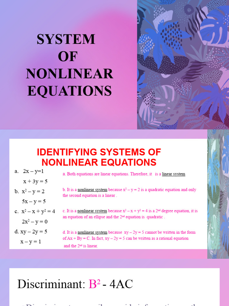 System of Nonlinear Equations For 11 Serenity | PDF | Equations | Circle