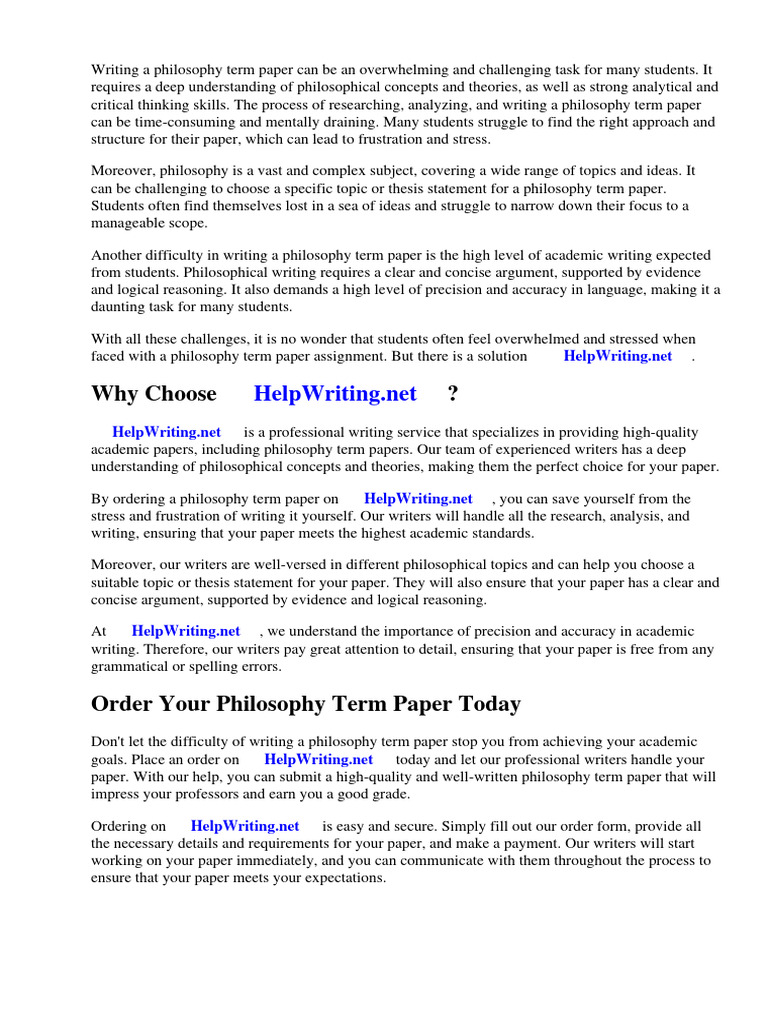 Philosophy Term Paper Writing Help | PDF | Immanuel Kant | Free Will